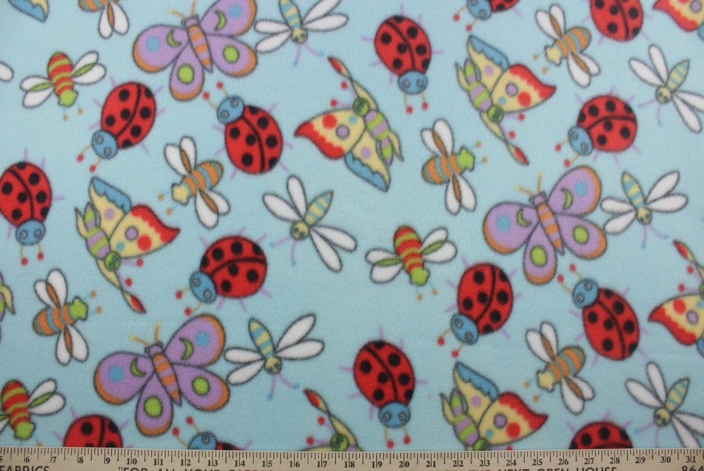 Ladybug Fleece Fabric in Aqua – All About Fabrics