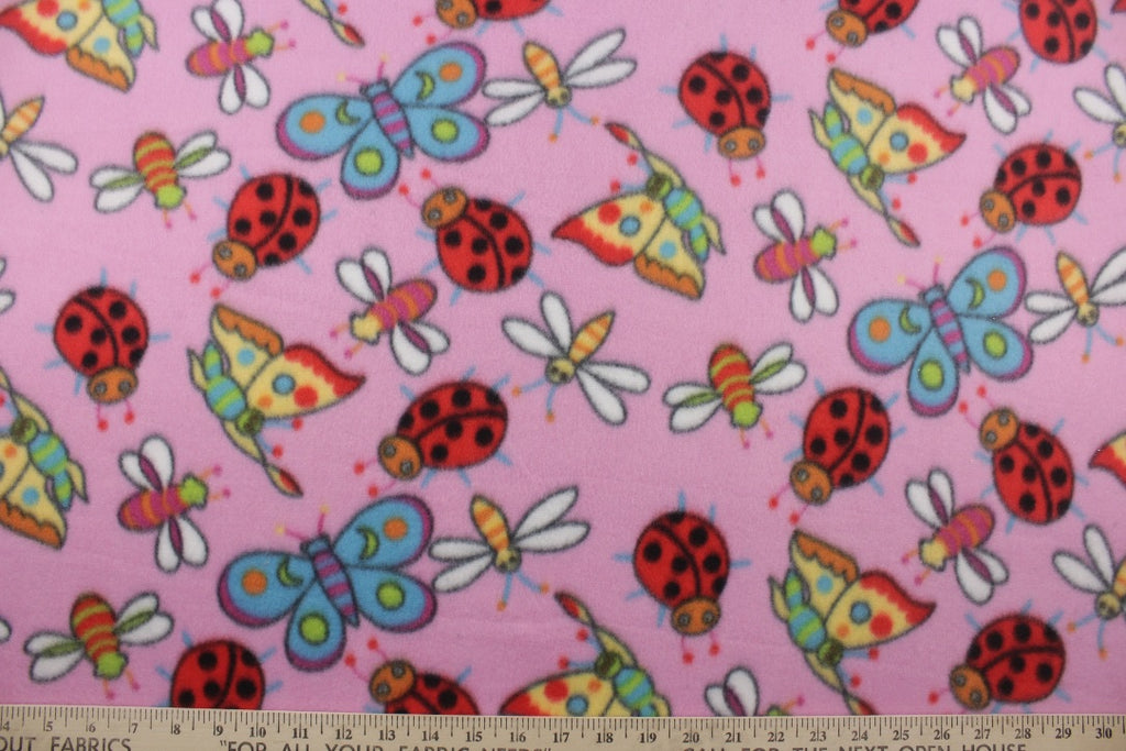Ladybug Fleece Fabric in Pink – All About Fabrics