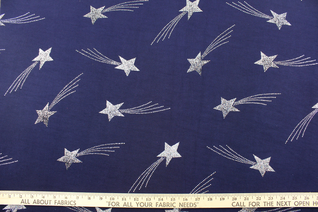 Glittered Shooting Star in Navy – All About Fabrics
