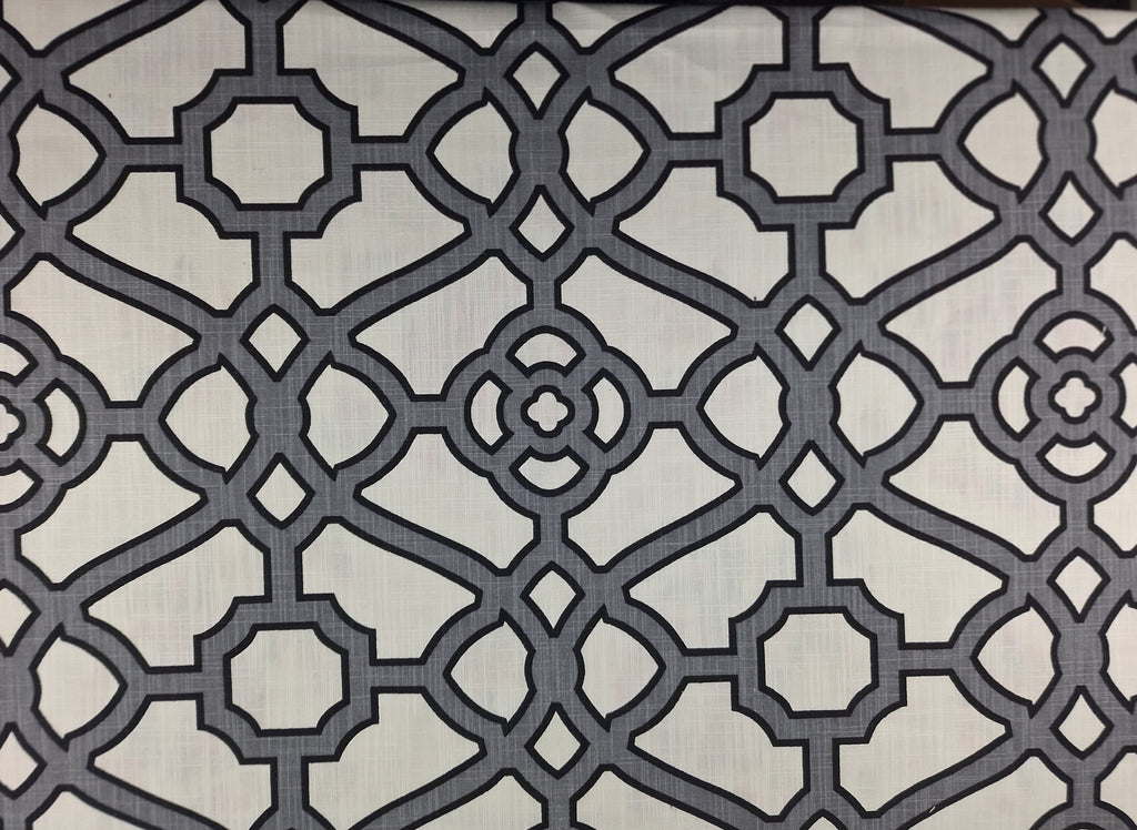 P/Kaufmann Pavilion Fretwork Fabric in Slate – All About Fabrics