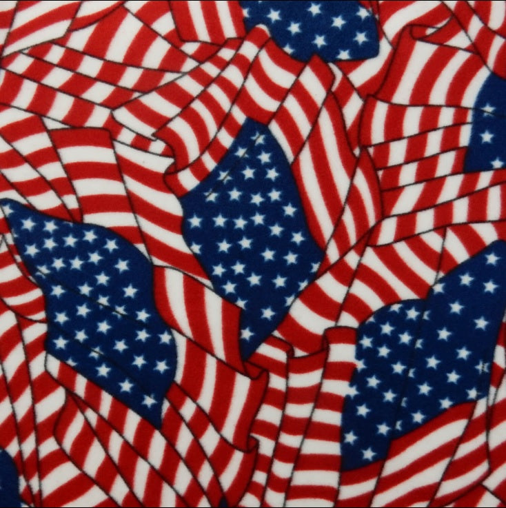 Patriot Flag Double Brushed Fleece Fabric in Red, White and Blue – All ...