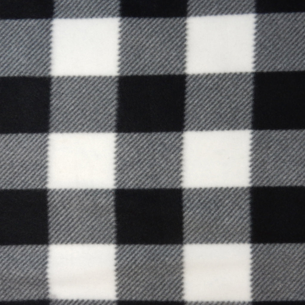 Kara Plaid Double Brushed Fleece Fabric in Blank and White – All About ...