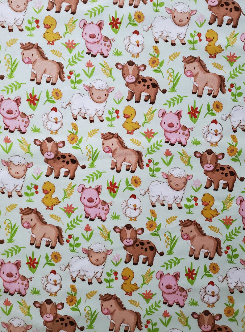 Timeless Treasures Farm Babies Grazing In Green Flannel – All About Fabrics