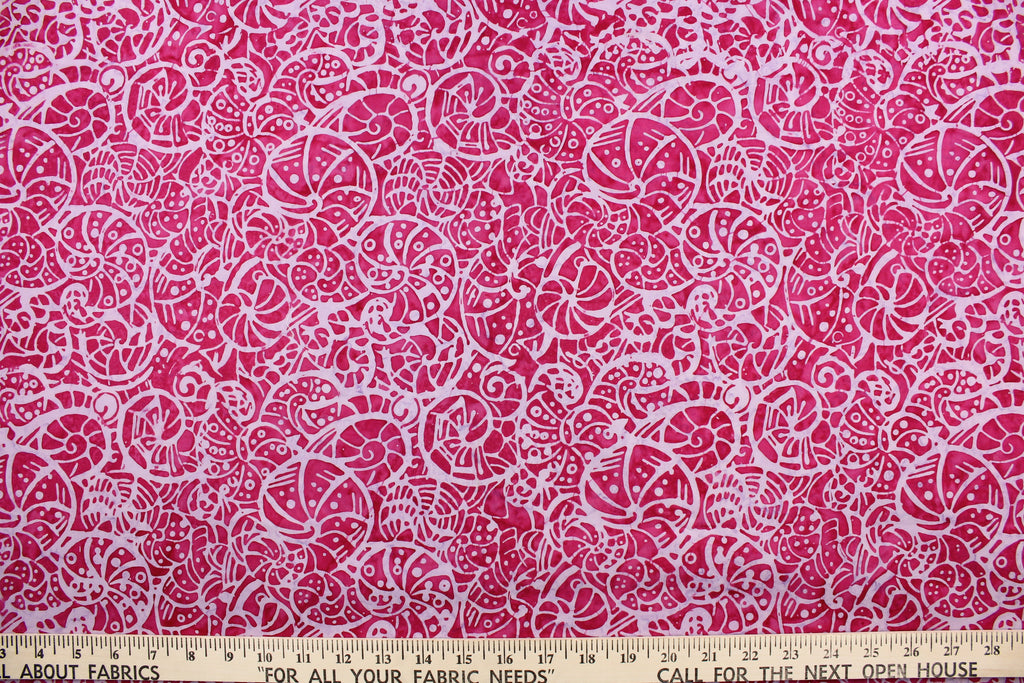 Benartex© Seashells in Magenta – All About Fabrics