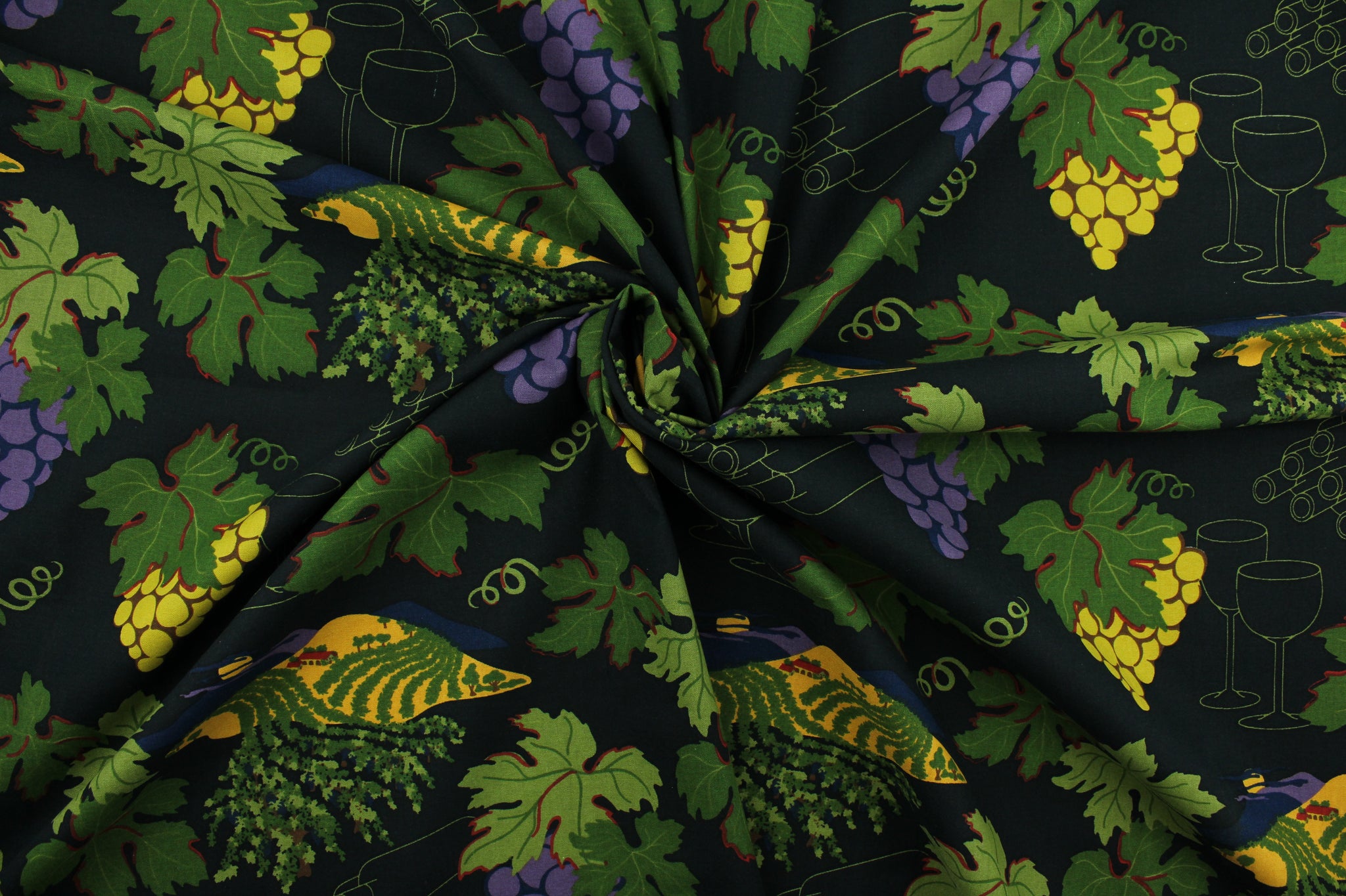 Fabric Traditions© Grapes in Navy - All About Fabrics