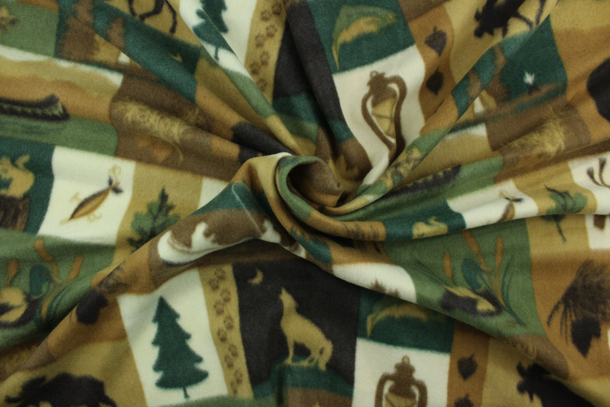 Printed Fleece Yellowstone in Brown - All About Fabrics