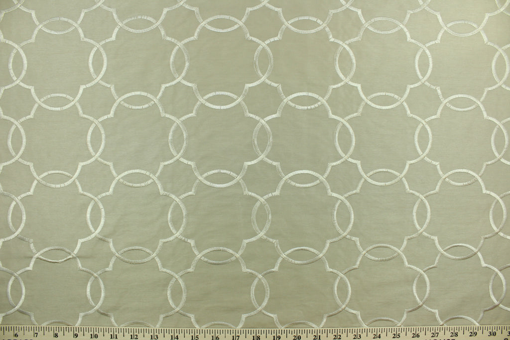 Embroidered Interlocking Bands in Beige – All About Fabrics
