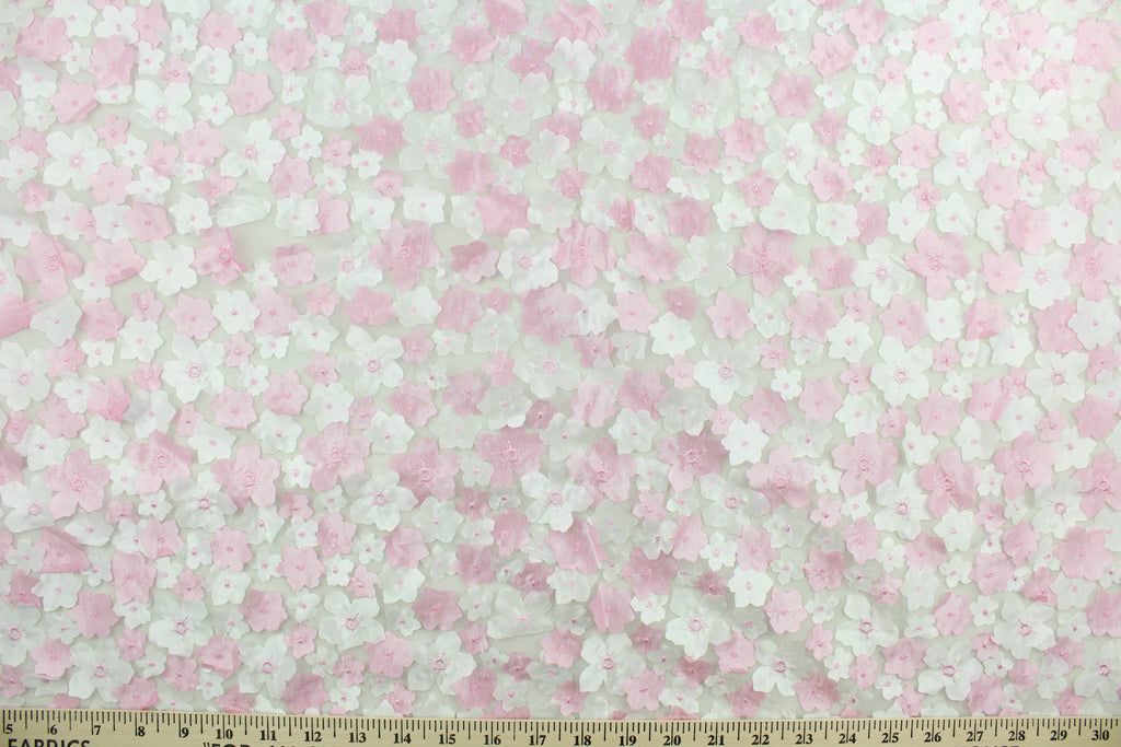 Embroidered Sheer Falling Petals in Pink – All About Fabrics