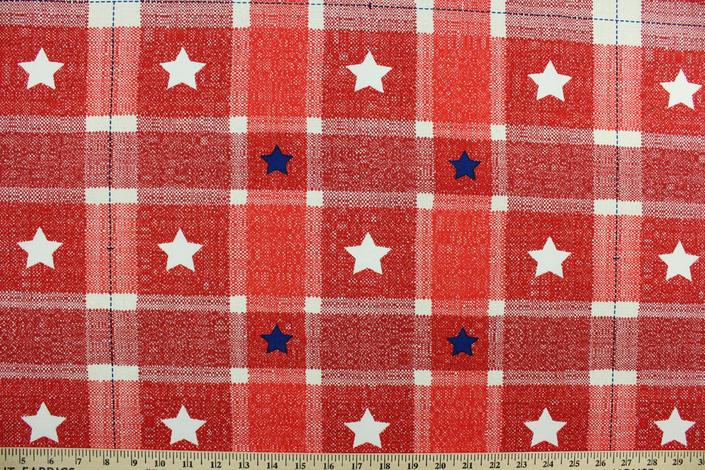 Richloom© Solarium© Gingham Stars in Red – All About Fabrics