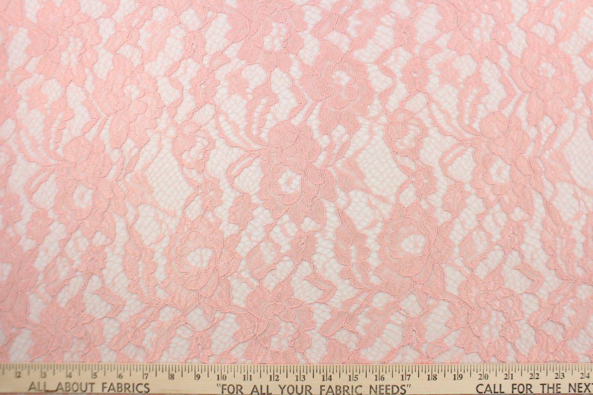Stretch Lace in Netted Pink - All About Fabrics